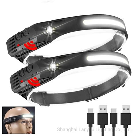 Multi Function Led Sensor Headlamp Cob Head Lamp Flashlight Outdoor Usb