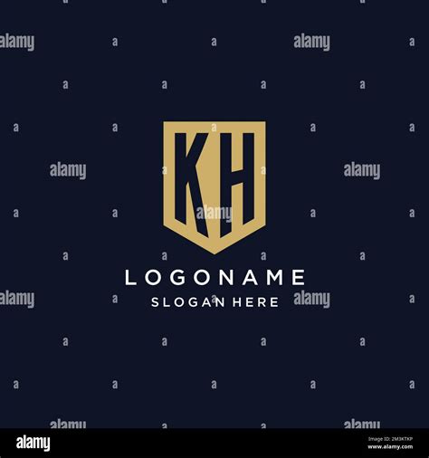 Kh Monogram Initials Logo Design With Shield Icon Template Stock Vector Image And Art Alamy