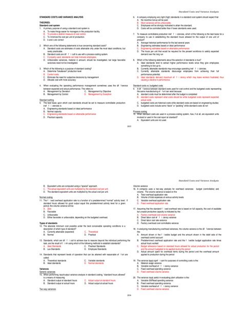 05 X05 Standard Costing Variance Analysis Compress Pdf