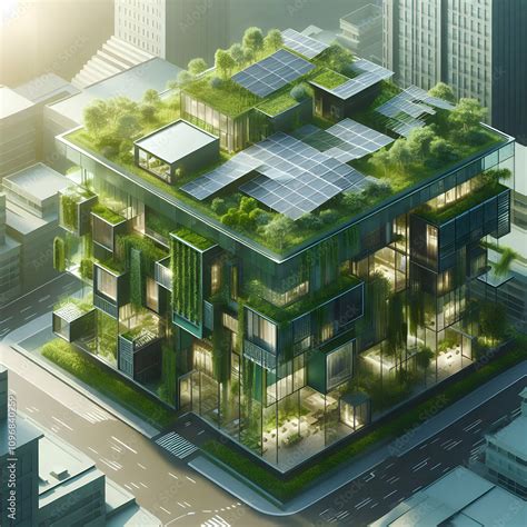 Green Building Design And Architecture Concept As A 3d Model Of A Sustainable Green Building