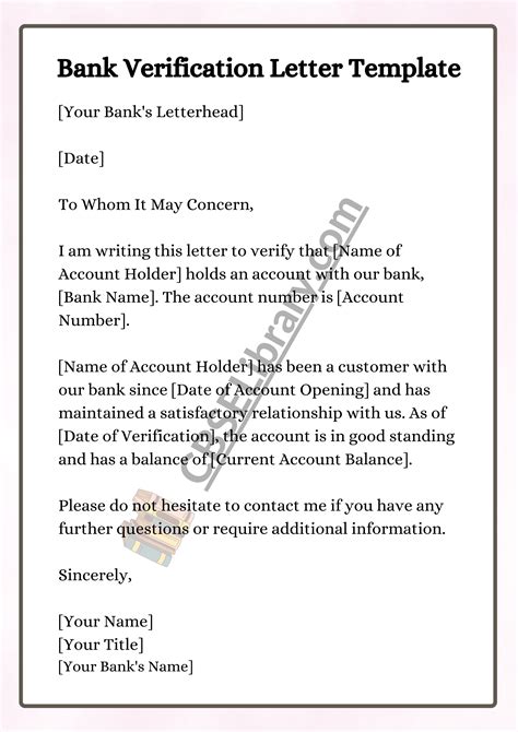 Bank Verification Letter Format And Samples