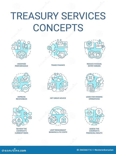 Treasury Services Turquoise Concept Icons Set Stock Illustration Illustration Of Concept