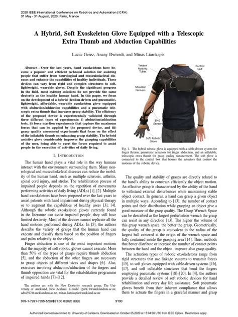 2020 a hybrid soft exoskeleton glove equipped with a telescopic pdf