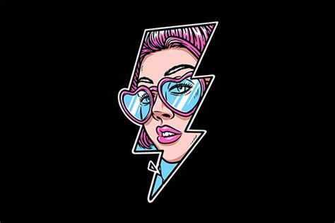 Beautiful Woman And Lightning Shape Graphic By Gunaone Design