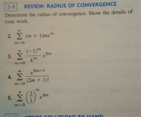 Solved S REVIEW RADIUS OF CONVERGENCE Determine The Chegg