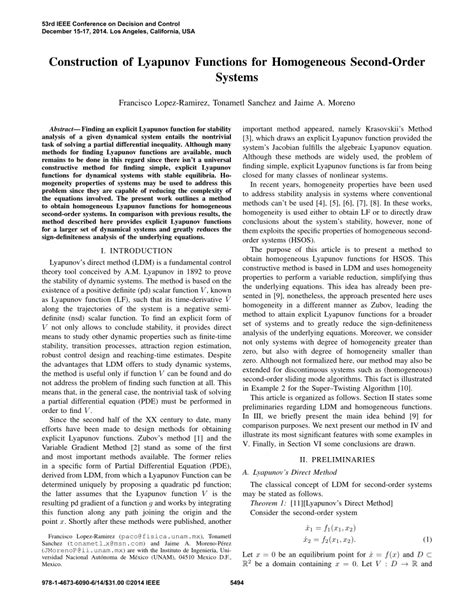 Pdf Construction Of Lyapunov Functions For Homogeneous Second Order Systems