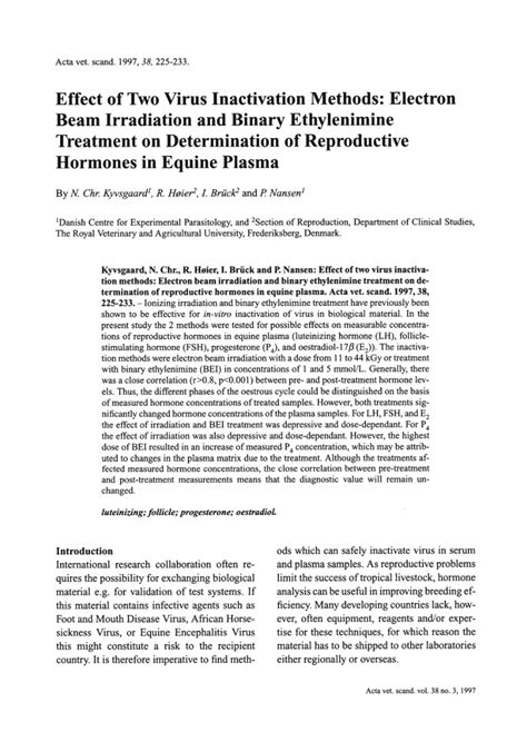 Pdf Effect Of Two Virus Inactivation Methods Electron Beam Irradiation And Binary