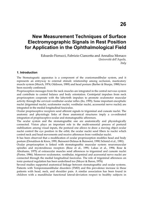 Pdf New Measurement Techniques Of Surface Electromyographic Signals In Rest Position For