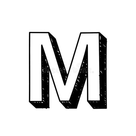 M Letter Hand Drawn Symbol Vector Illustration Of A Big English Letter