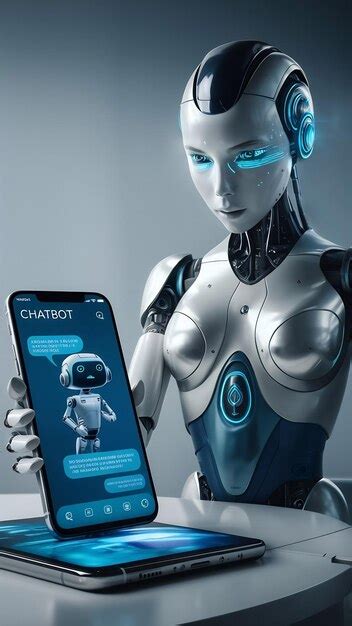 Robot Beside Smartphone Concept Of Chatbot With Generated Premium Ai