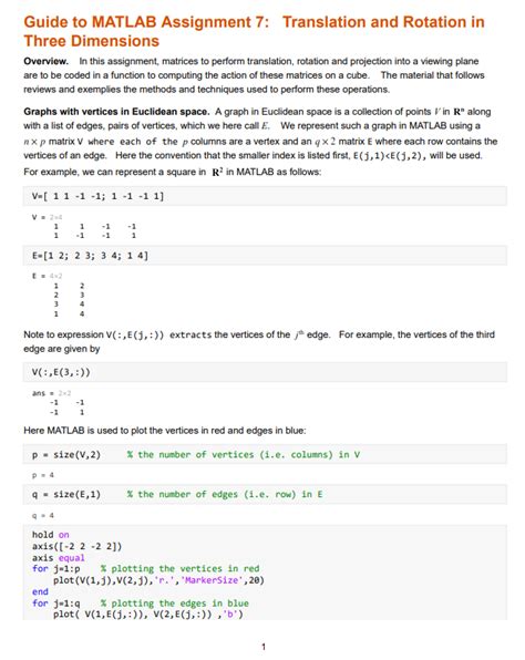 Solved Guide To Matlab Assignment 7 Translation And