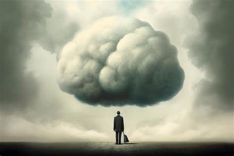 Premium AI Image A Man Stands In Front Of A Cloud That Says Cloud On It
