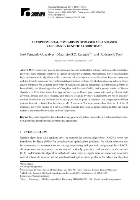 Pdf An Experimental Comparison Of Biased And Unbiased Random Key