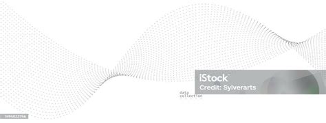 회색 공기 입자 흐름 벡터 디자인 흐르는 점 배열의 물결과 추상적 인 배경 디지털 미래 일러스트 나노 기술 테마 3차원 형태에 대한 스톡 벡터 아트 및 기타 이미지 Istock