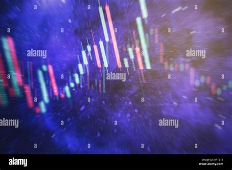 Technical Price Graph And Indicator Red And Green Candlestick Chart On Blue Theme Screen