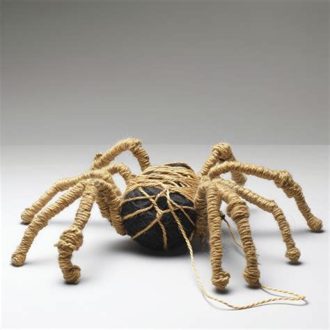 A Spider Made Of String Is Sitting On A White Background Premium Ai