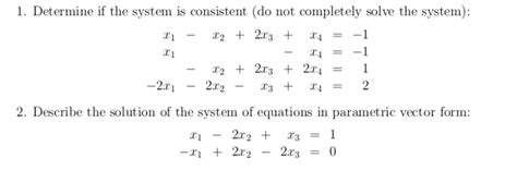 solved 11 1 determine if the system is consistent do not