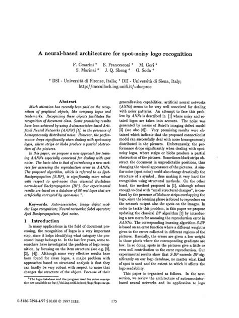 a neural based architecture for spot noisy logo recognition pdf