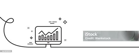 Statistics Line Icon Data Analysis Sign Continuous Line With Curl