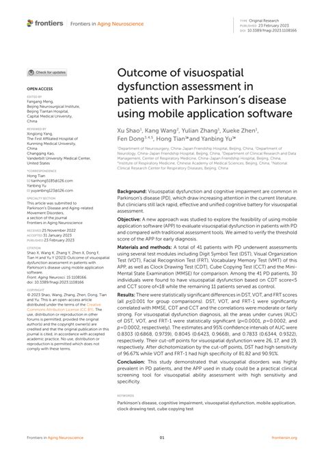 Pdf Outcome Of Visuospatial Dysfunction Assessment In Patients With Parkinsons Disease Using