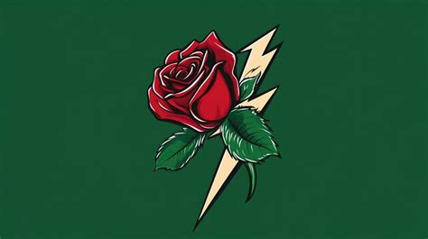 A Drawing Of A Red Rose With A Lightning Bolt On It Premium Ai