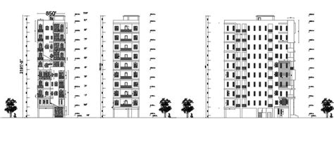 D Cad Drawing Of Apartment Elevation Autocad Software