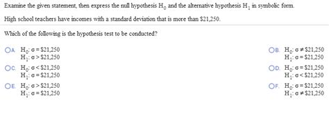 Solved Examine The Given Statement Then Express The Null