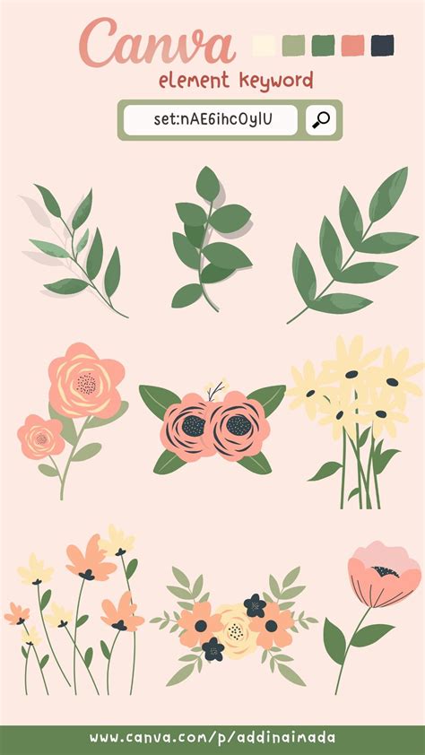 recolorable canva element floral flower leaves e design design