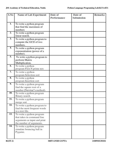 Python Lab File Pdf Pdf Python Programming Language Software