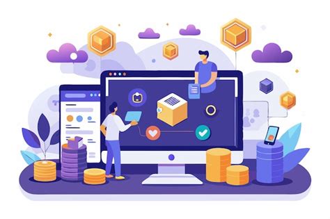 Illustration Of A Blockchain Platform Interface With Users Managing