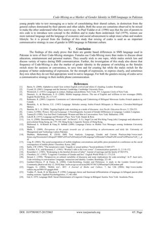 Code Mixing As A Marker Of Gender Identity In SMS Language In Pakistan PDF Programming