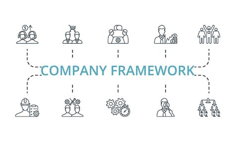 Premium Vector Company Framework Thin Line Icon Set Monochrome Simple