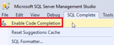 SQL Server IntelliSense And Autocomplete Coding Sight