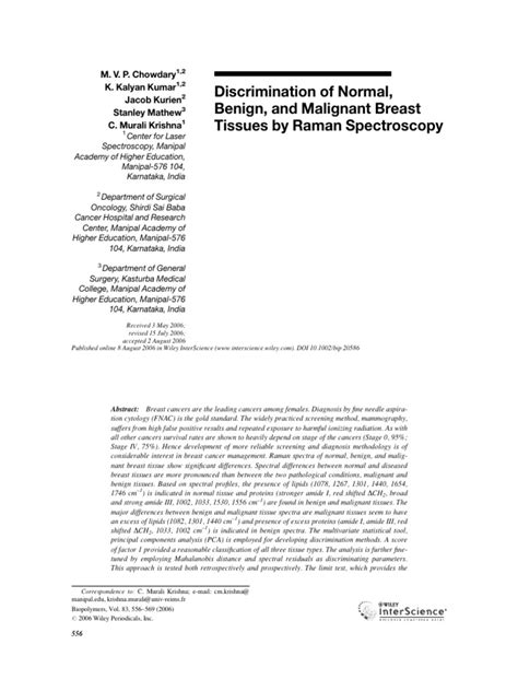 Biopolymers 2006 Chowdary Pdf Spectroscopy Breast Cancer
