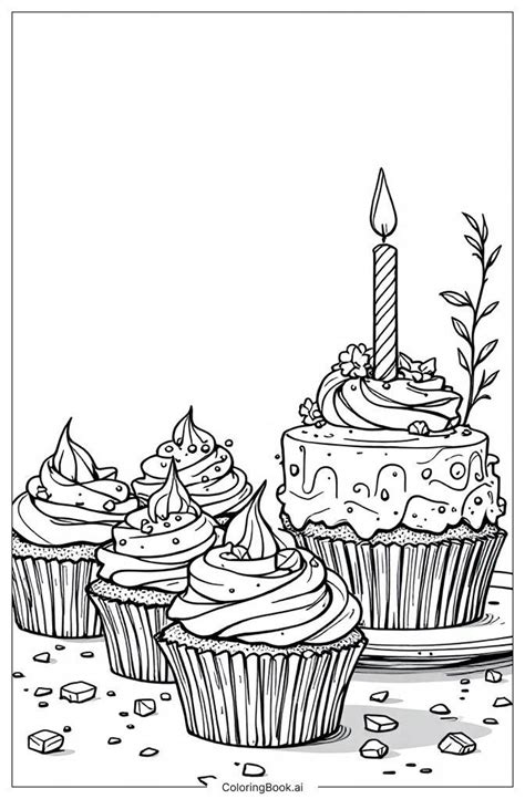 컵케이크 색칠공부 8장 무료 Pdf・png 출력