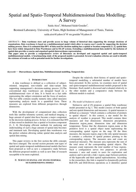 Pdf Spatial And Spatio Temporal Multidimensional Data Modelling A Survey