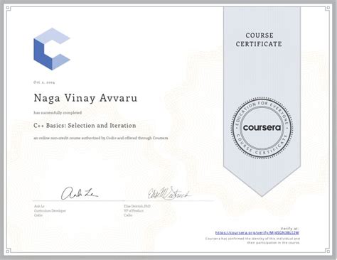 Naga Vinay Avvaru On Linkedin Cplusplus Coursera Programming Learningjourney Techskills