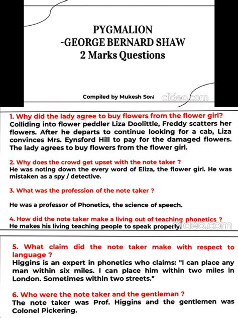 2marksenglish Pdf Pygmalion Play