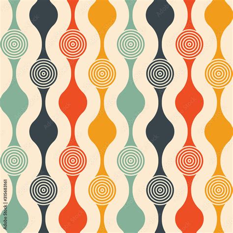 Retro Seamless Pattern Colorful Nostalgic Background Design With