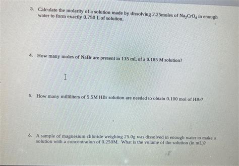 Solved Calculate The Molarity Of A Solution Made By Chegg Com