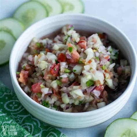Keto Cucumber Salsa With Tomatoes Low Carb Yum
