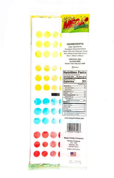 Candy Mega Buttons Sours Multi Flavors Candy Pack 3 Oz Vintage Candy Co