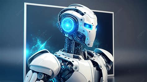 Robot White Technology Blue Light Simulation Robot Background White Sense Of Technology