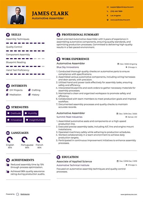 10 Automotive Assembler Resume Samples And Templates For 2025