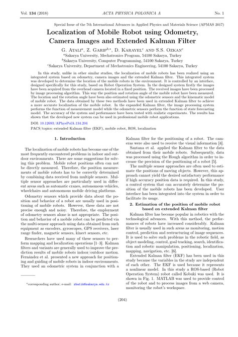 pdf localization of mobile robot using odometry camera images and