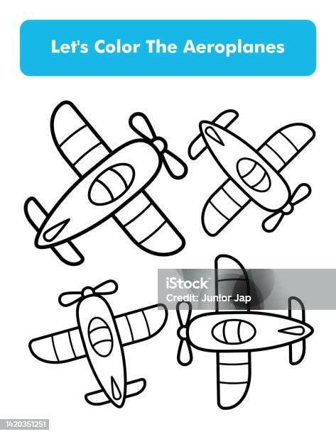 비행기 색칠 공부 책 페이지 편지 페이지 크기 어린이 색칠 워크 시트 프리미엄 벡터 요소 0명에 대한 스톡 벡터 아트 및 기타 이미지 Istock