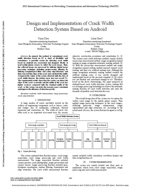 Design And Implementation Of Crack Width Detection System Based On