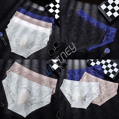 กางเกงในผู้ชาย ลายลูกไม้ ซีทรู มีเป้า ไร้ขอบ Allmix สุด Sexy ผ้า Nylon