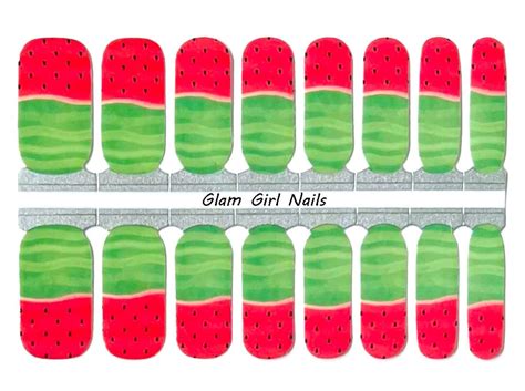 Watermelon Fun Summer Nail Polish Strips Nail Wraps Nail Stickers