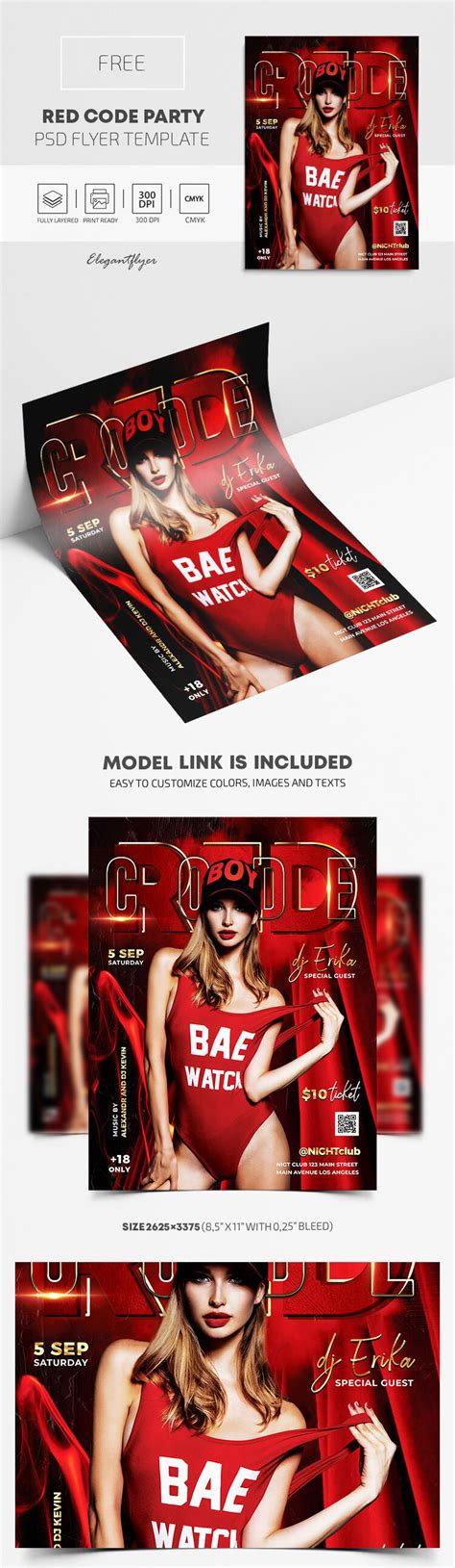 Modern Bold Red Code Party Flyer Template Free Download Resource Babe